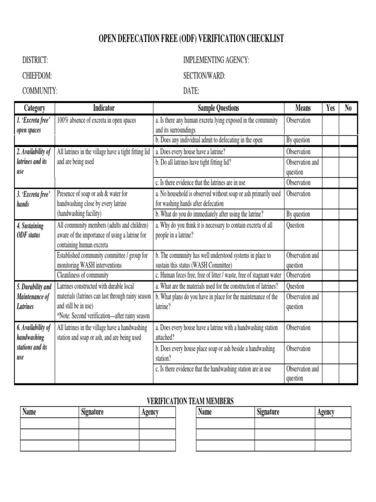 ODF Verification Checklist | PDF
