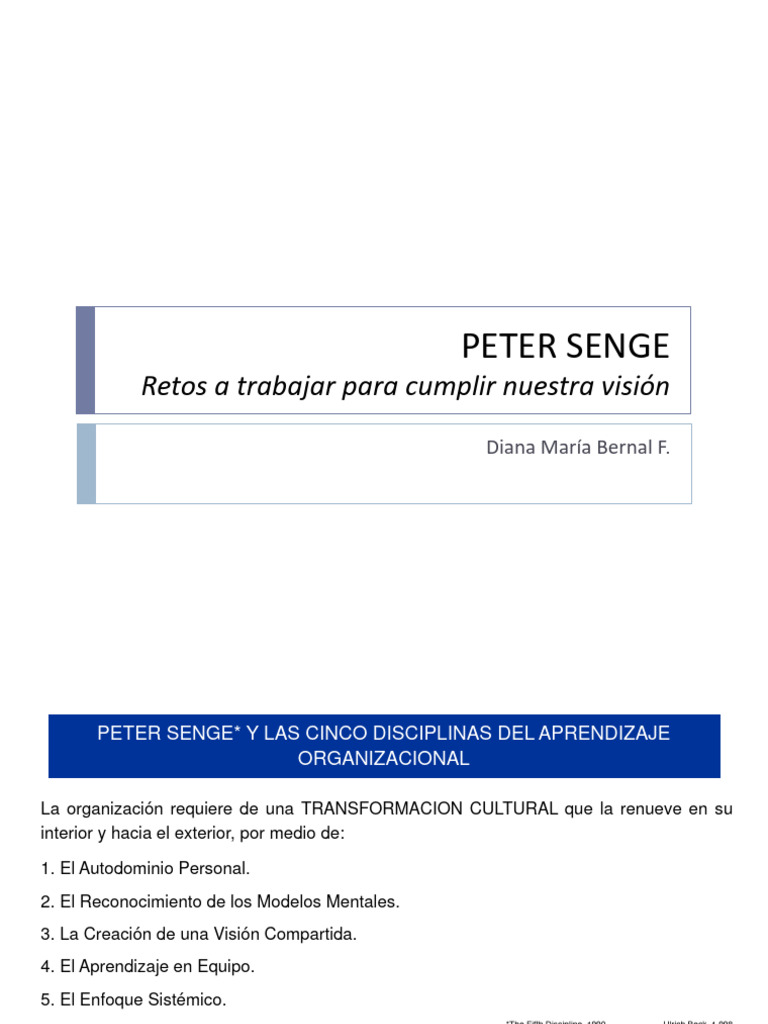 PETER SENGE Visión Compartida | PDF | Mente | Experiencia