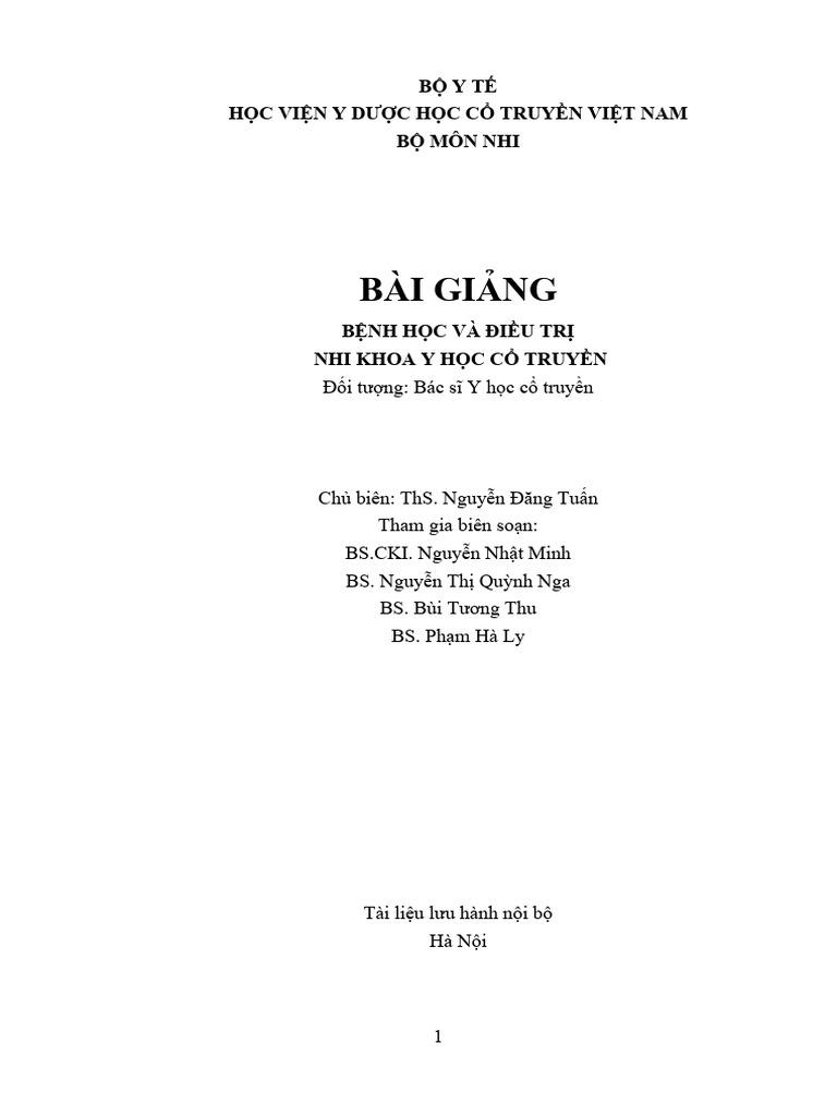 Bai Giang Nhi Khoa YHCT 1603412196 1634004623 | PDF