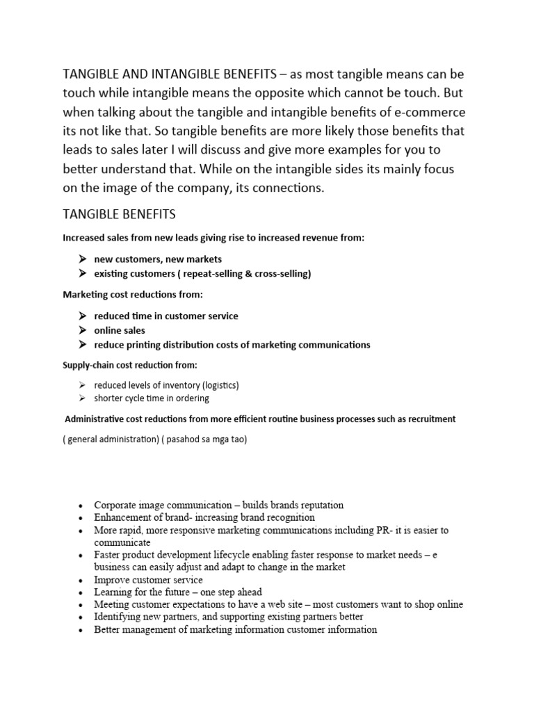 Tangible and Intangible Benefits | PDF | Business | Finance & Money ...