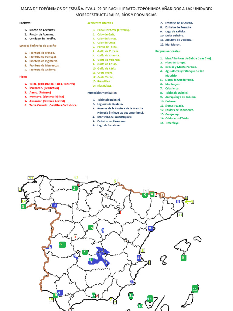 MAPA DE TOPÓNIMOS DE ESPAÑA (1) | PDF | Ciencias de la Tierra | Biomas ...