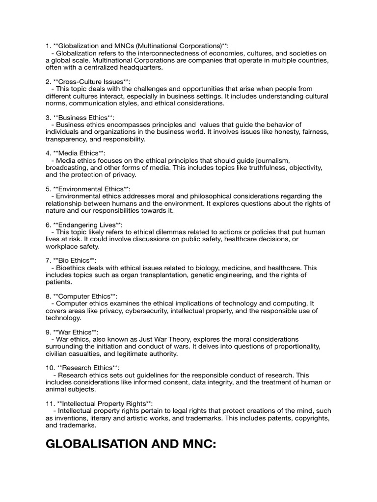 PEHV Unit 5 - Global Issues | PDF | Bioethics | Globalization