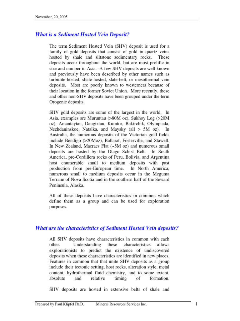 What Is A Sediment Hosted Vein Deposit | PDF | Sedimentary Rock | Rock ...