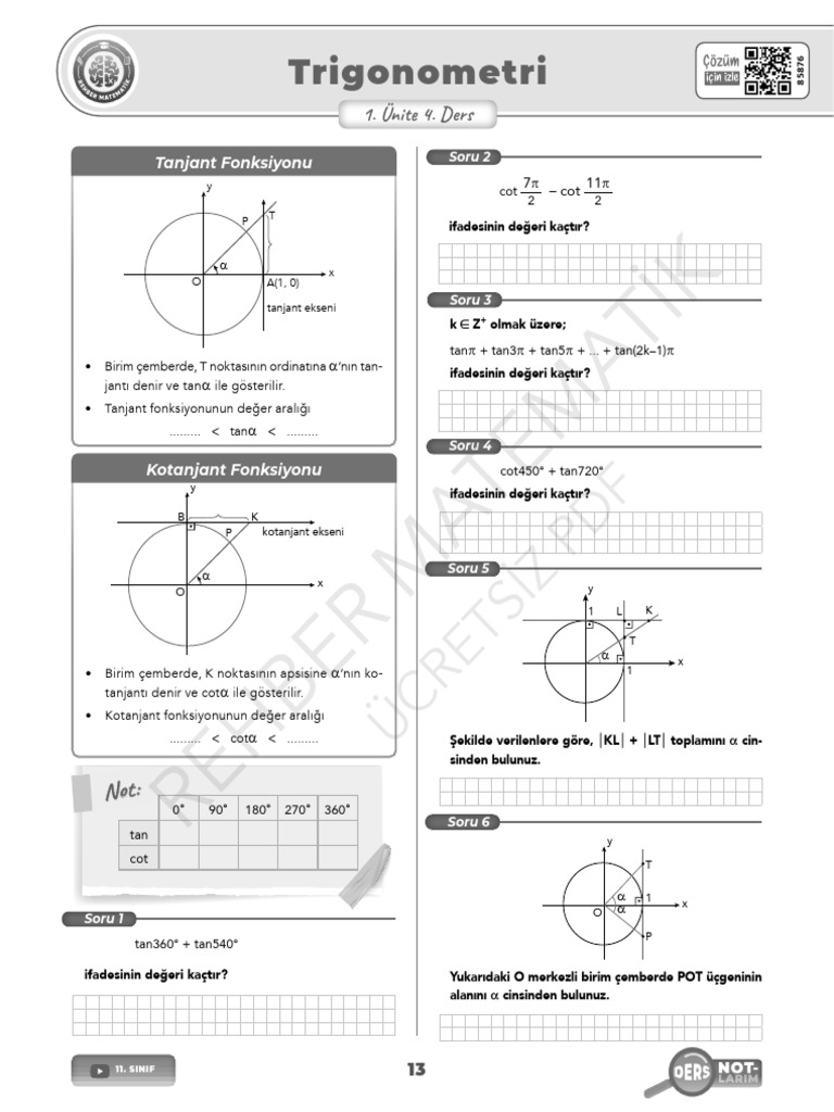 04 - Ders - 11 Sinif Matbook Tri̇gonometri̇ | PDF
