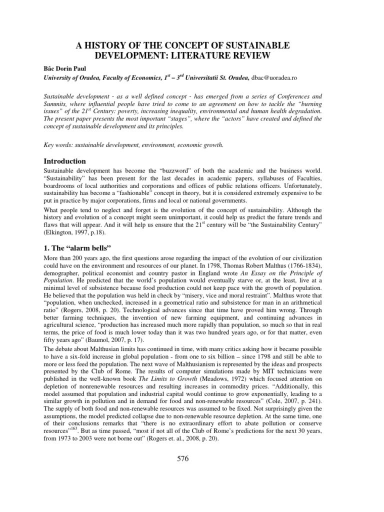 A Concise History of the Evolution of the Concept of Sustainable ...