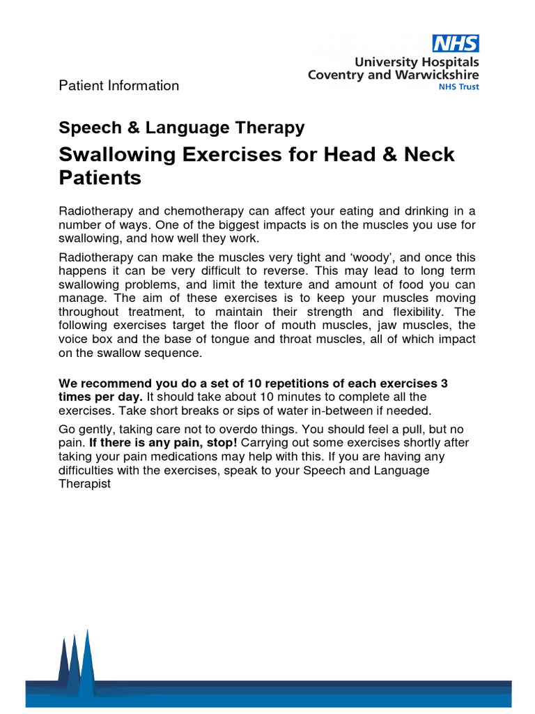 Swallowing Exercises For Head Neck Patients | PDF | Wellness