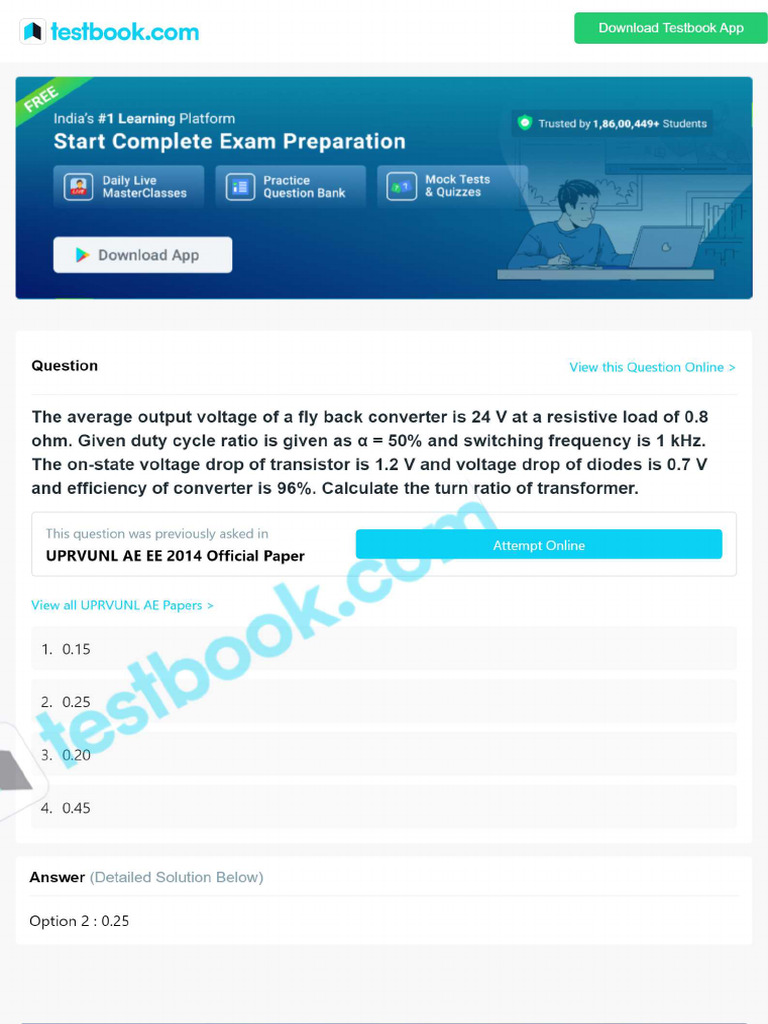 The Average Output Voltage of A Fly Back Converter ...