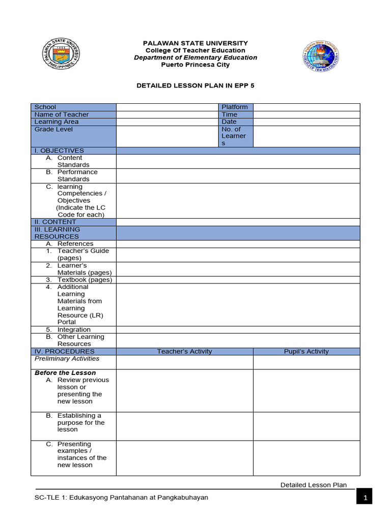 LP Template - Epp | PDF | Lesson Plan | Learning