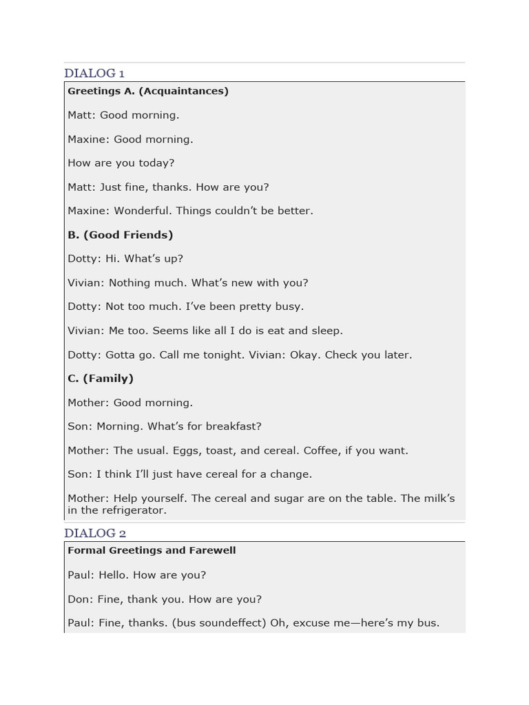 Contoh Dialog Conversation | PDF