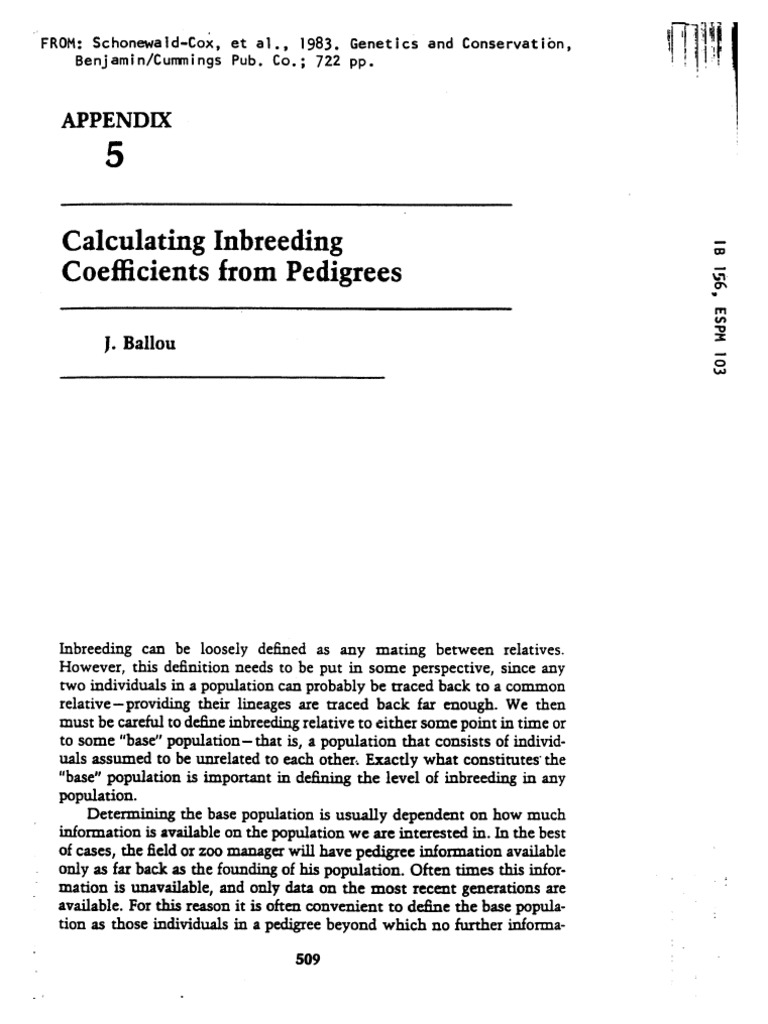 Ballou-Inbreeding Coefficients | PDF