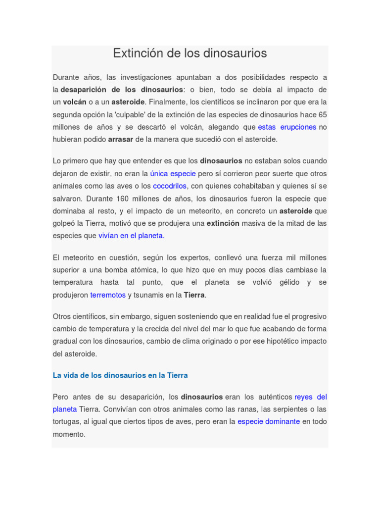 Extinción de Los Dinosaurios | PDF | Dinosaurios | Tierra