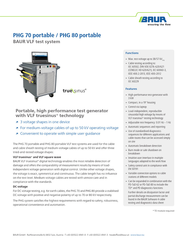 DS - VLF Test System - PHG 70 - PHG 80 - Portable - BAUR - En-Gb | PDF ...