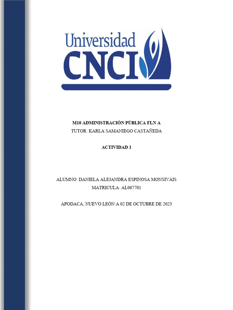 Actividad+1.+administración+pública. Cnci | PDF | Administración Pública | Género y desarrollo