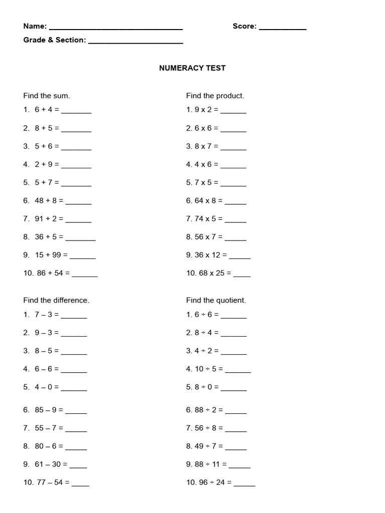 Grade 5 Numeracy Test | PDF | Career & Growth | Business