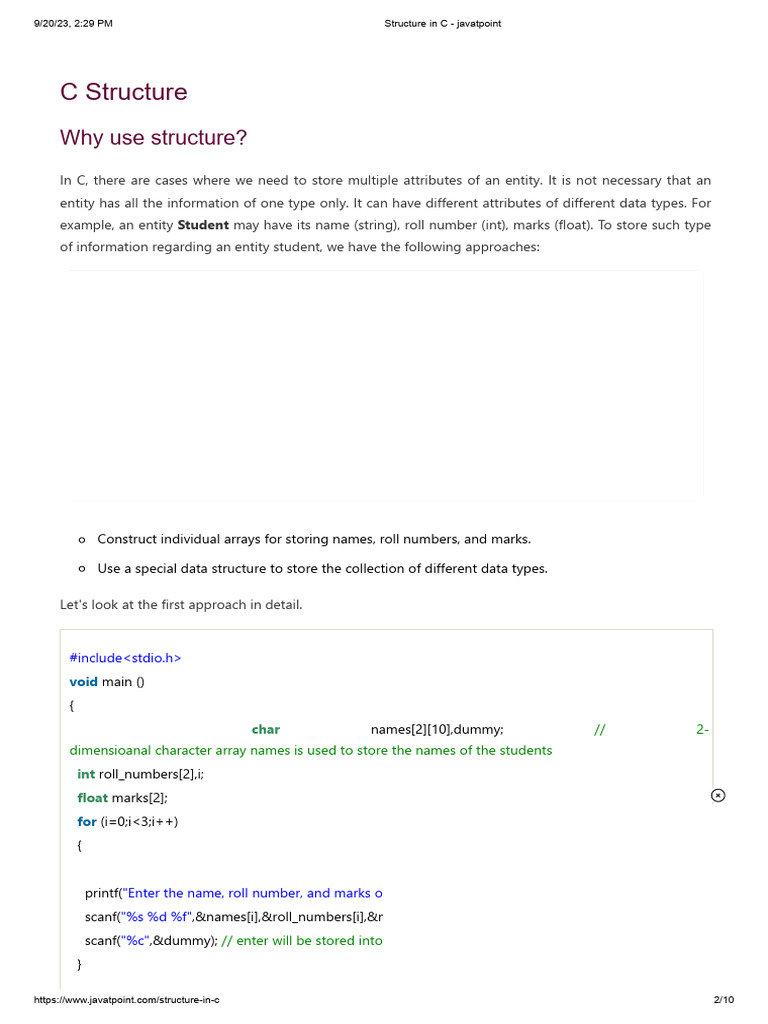 Structure in C | PDF | Software Engineering | Computing