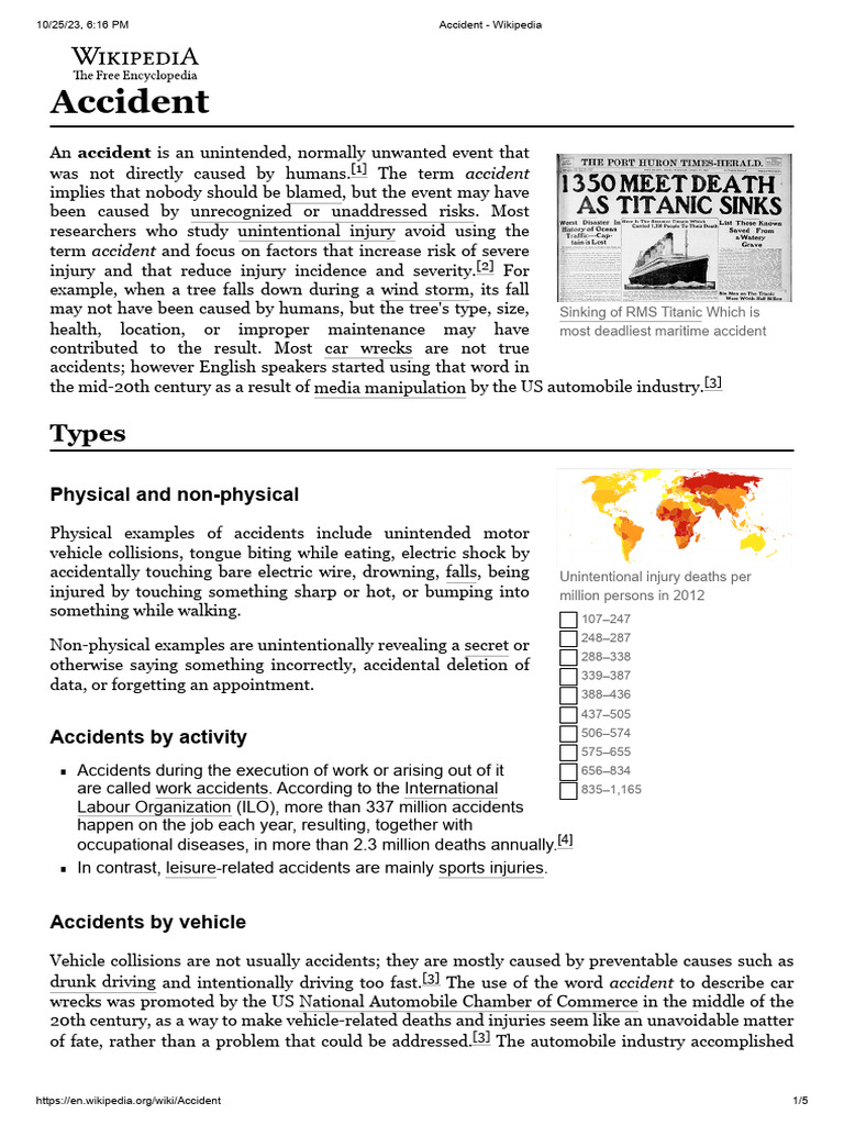 Accident - Wikipedia | PDF | Accidents | Safety