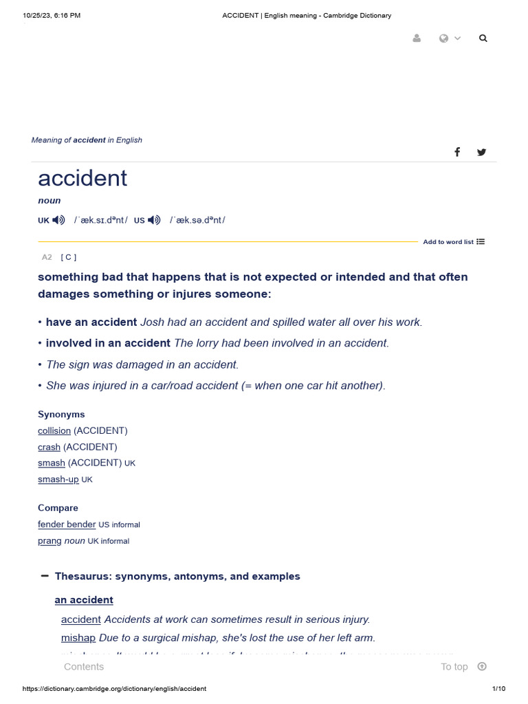 Understanding the Meaning of Accident | PDF