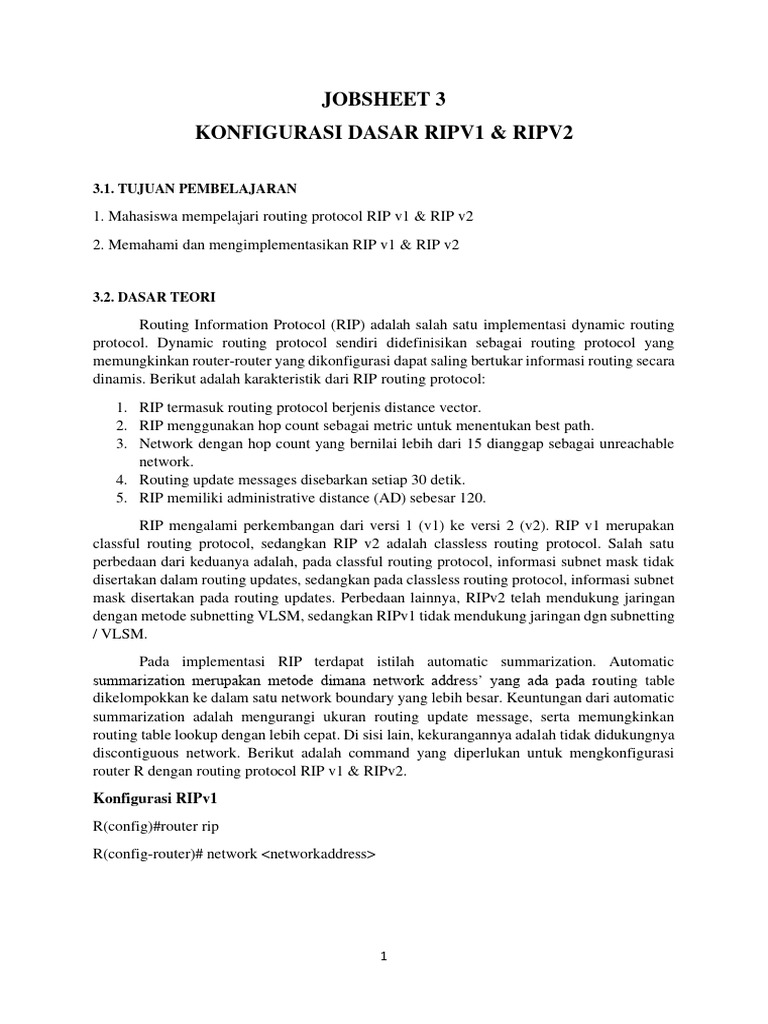 JOBSHEET 3 RIP & RIPv2 TE-2B | PDF | Sains & Matematika | Komputer