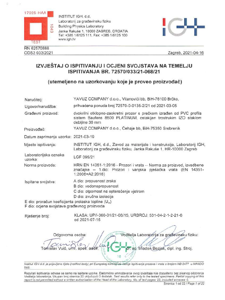 Yavuz Dvokrilni Sa Preckom Baufens 8500 Platinum | PDF