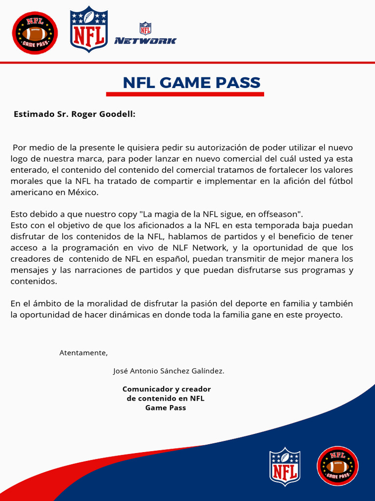 NFL Game Pass Formato | PDF | Deportes y actividades al aire libre