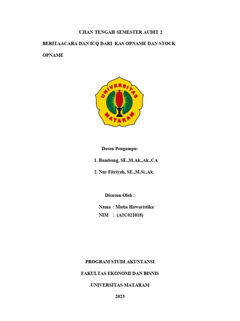 PROJECT UTS AUDIT 1 Mutia | PDF