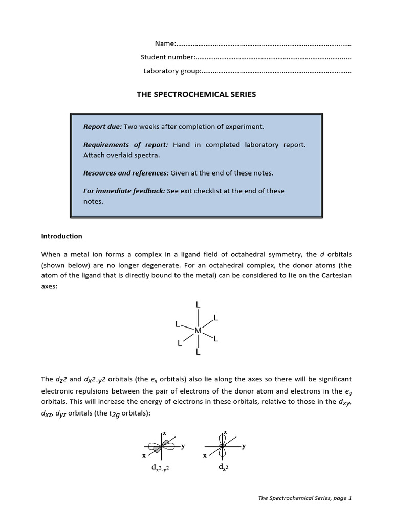 Spectrochemical Series | PDF | Ligand | Coordination Complex