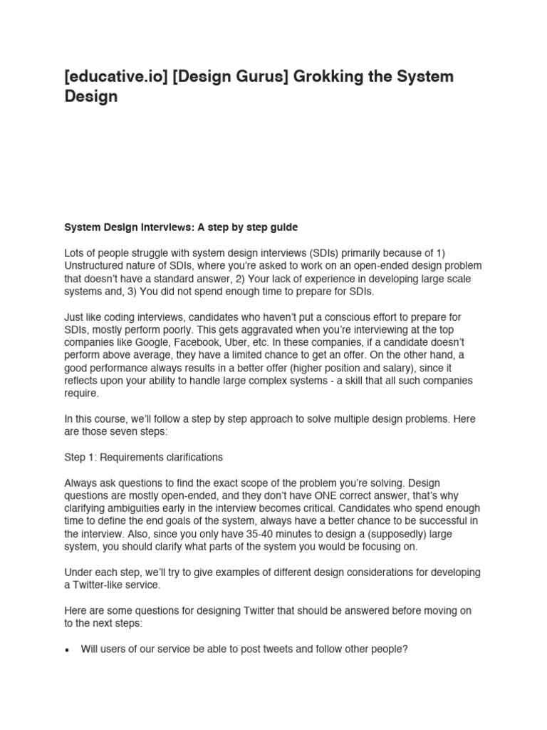 Educative System Design Part1 | PDF | Cache (Computing) | Networking