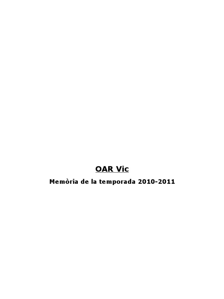 Oar Vic - Memòria 2010-2011 | PDF