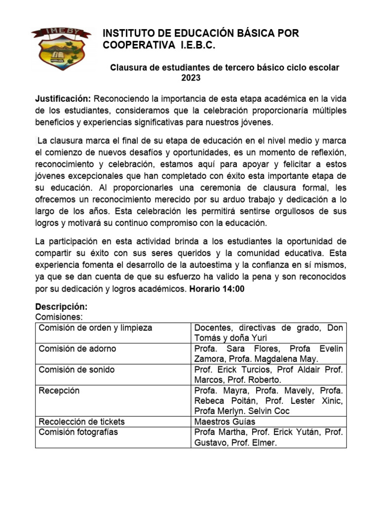 Programa Clausura 2023-2 | PDF