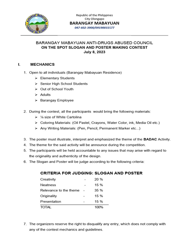 Badac Slogan and Poster Making Contest | PDF | Conservation And ...