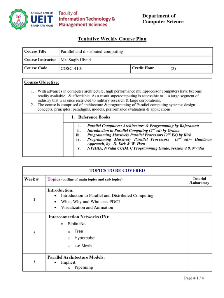COSC 4101 Parallel and Distributed Computing Final | Download Free PDF | Parallel Computing ...