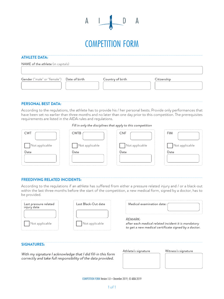 AIDA Competition Form | PDF