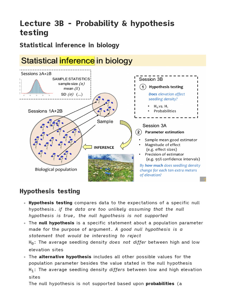 Lecture 3B - Probability & Hypothesis Testing | PDF Lecture 3B - Probability & Hypothesis Testing | PDF