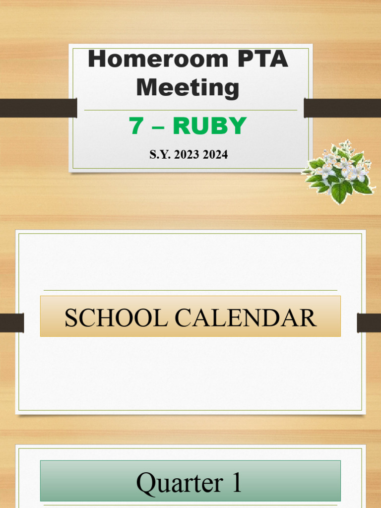 Homeroom PTA Meeting Agenda 2023-2024 | PDF