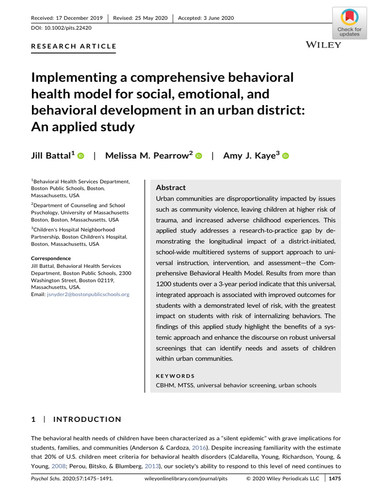 Implementing A Comprehensive Behavioral Health Model For Social ...