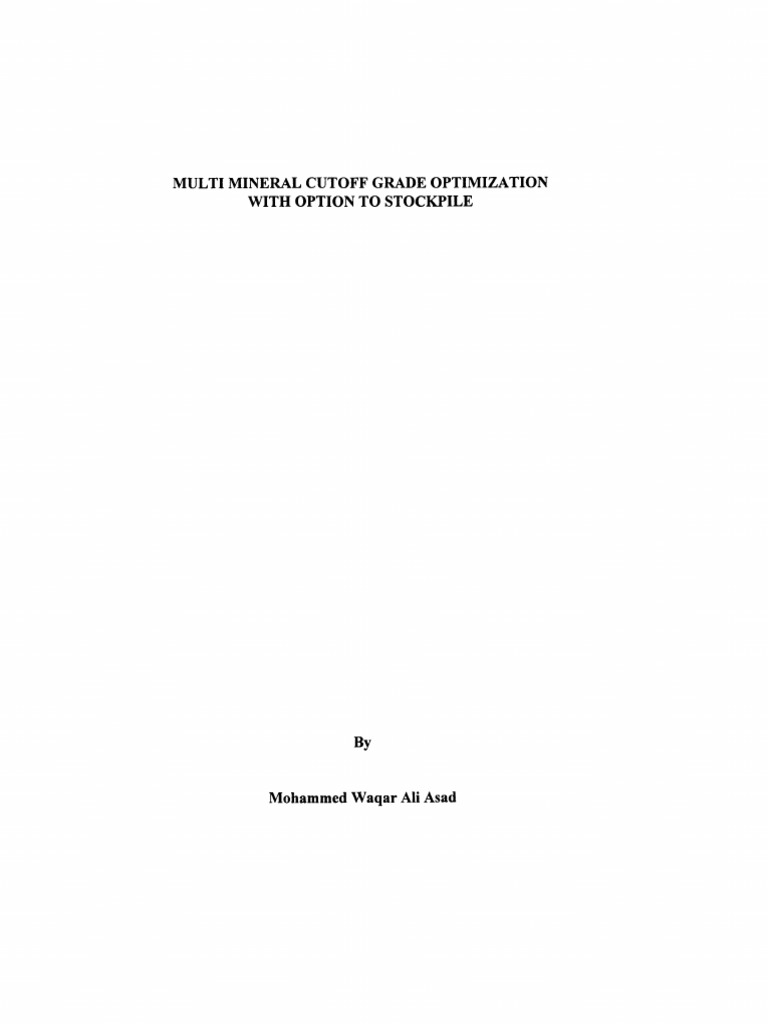 Multi Mineral Cutoff Grade Optimization With Option To Stockpile | PDF | Net Present Value ...