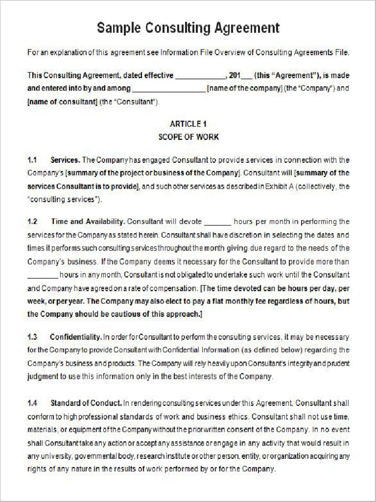 Training Consultant Contract Template | PDF