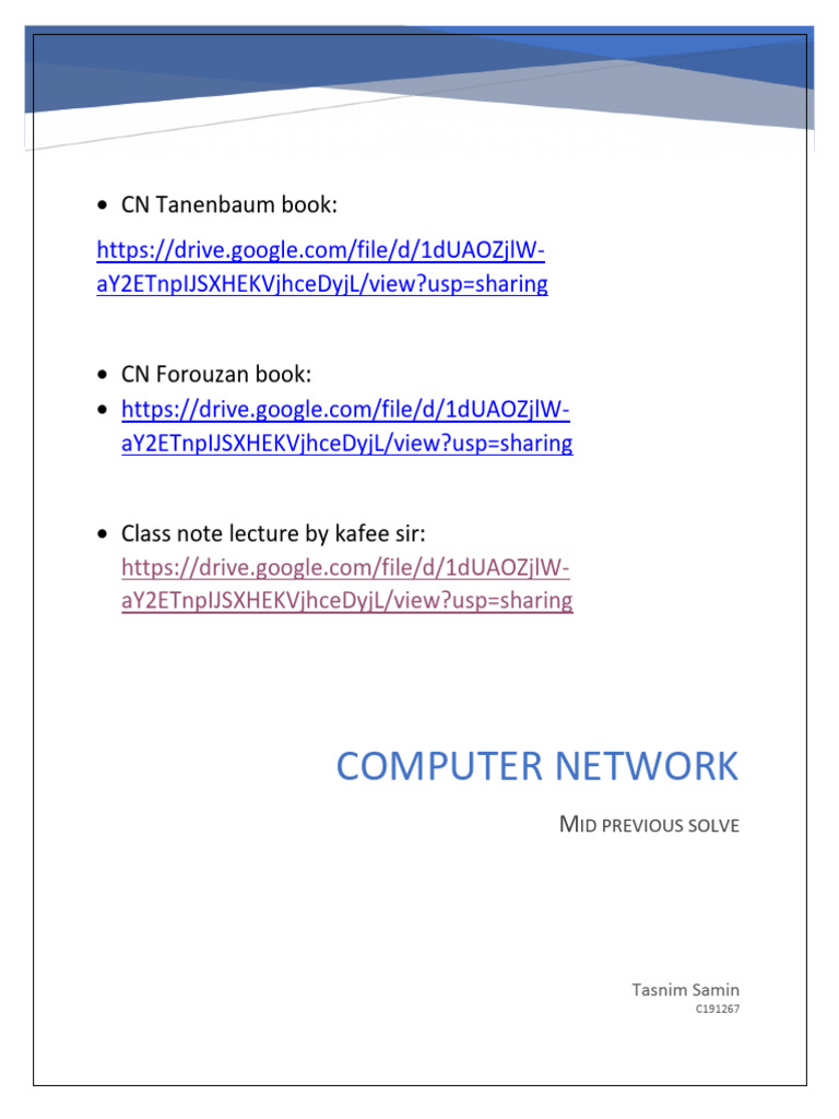 CN Mid Previous | PDF | Computer Network | Ip Address
