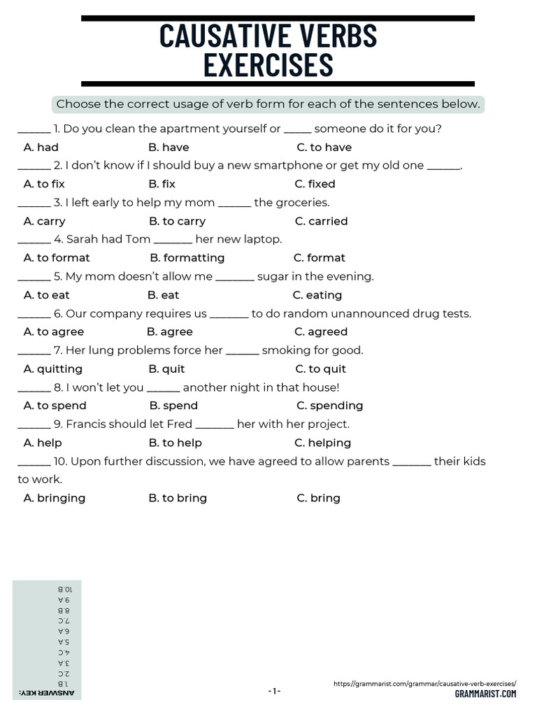 Causative Verbs Exercises 2.0 1 | PDF | Linguistics | Language Mechanics