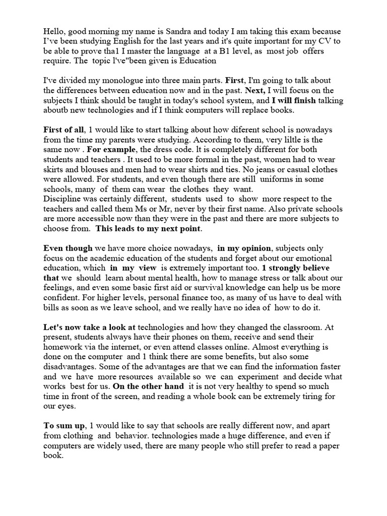 Monologo B1 Ejemplo | PDF | Internet