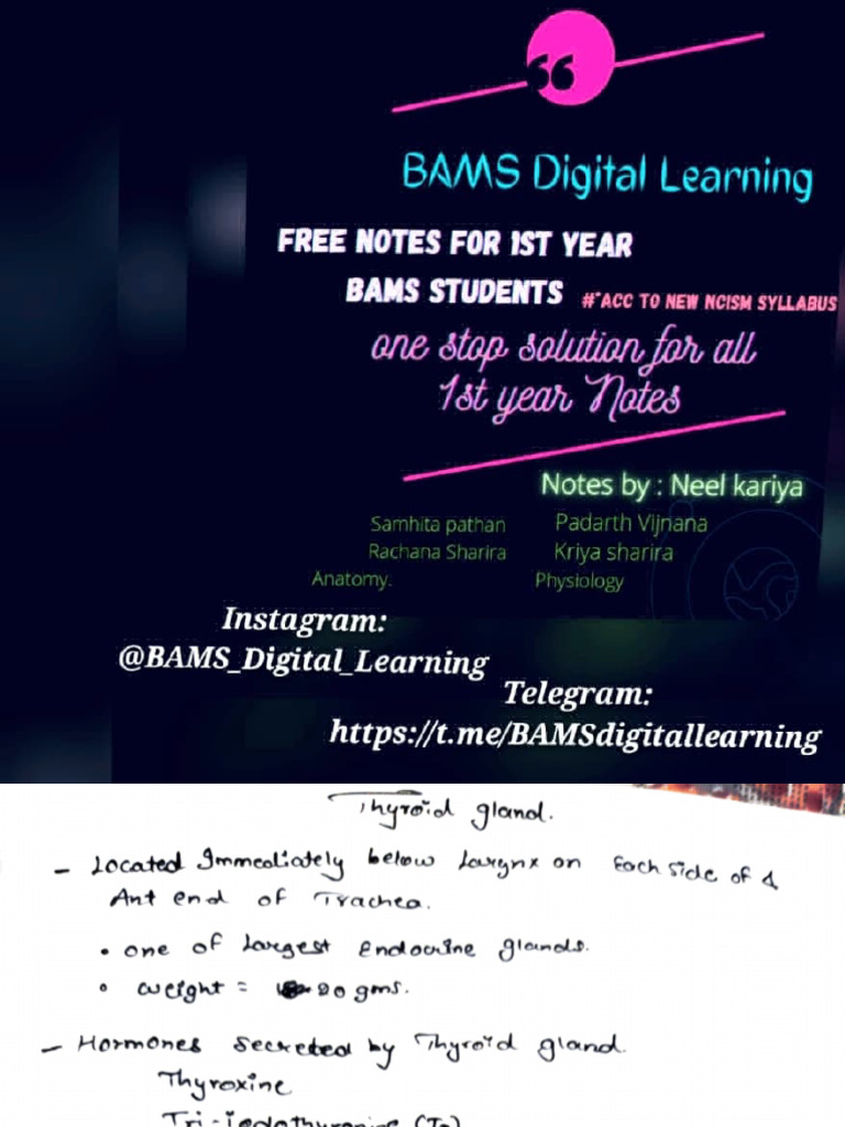Thyroid Gland and Adrenal Gland Physiology BAMS Digital Learning | PDF | Science & Mathematics