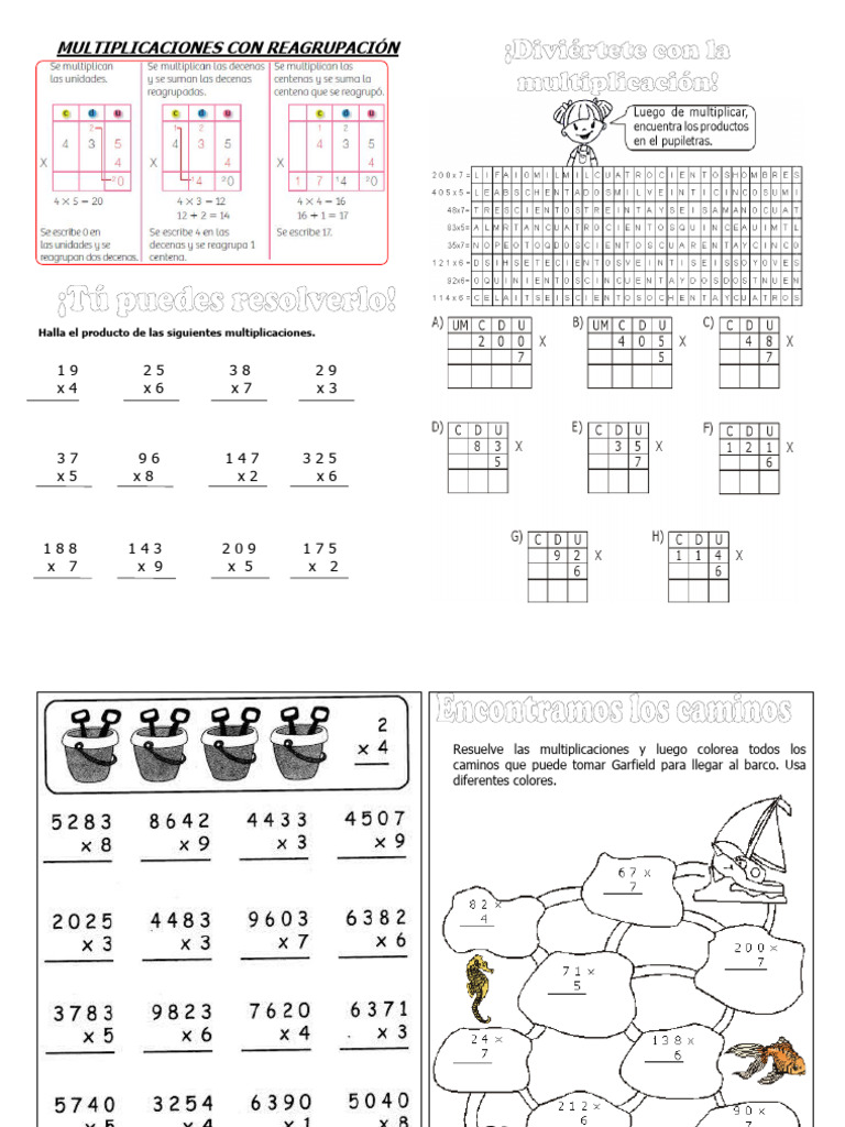 2°-MULTIPLICACIONES CON REAGRUPACIÓN X 1C | PDF