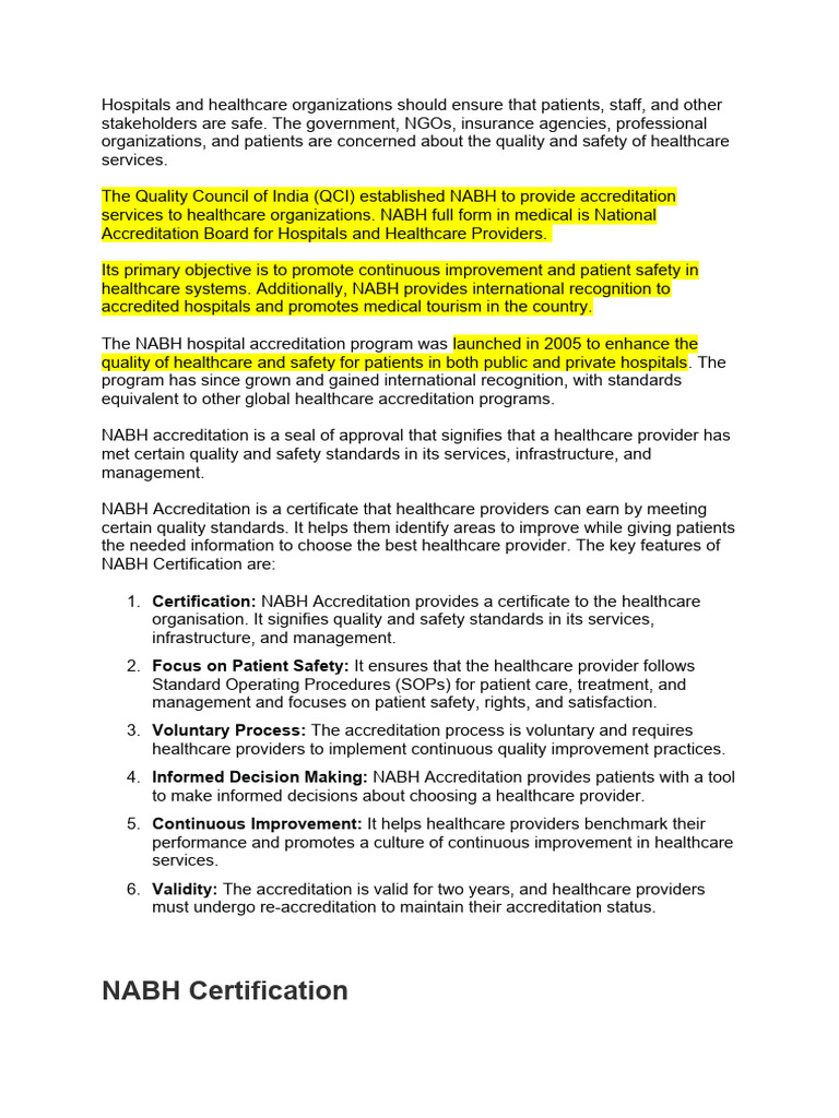 NABH | Download Free PDF | Health Care | Patient