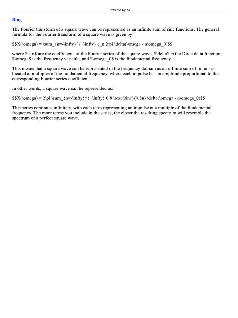 Fourier Transform of Square | PDF
