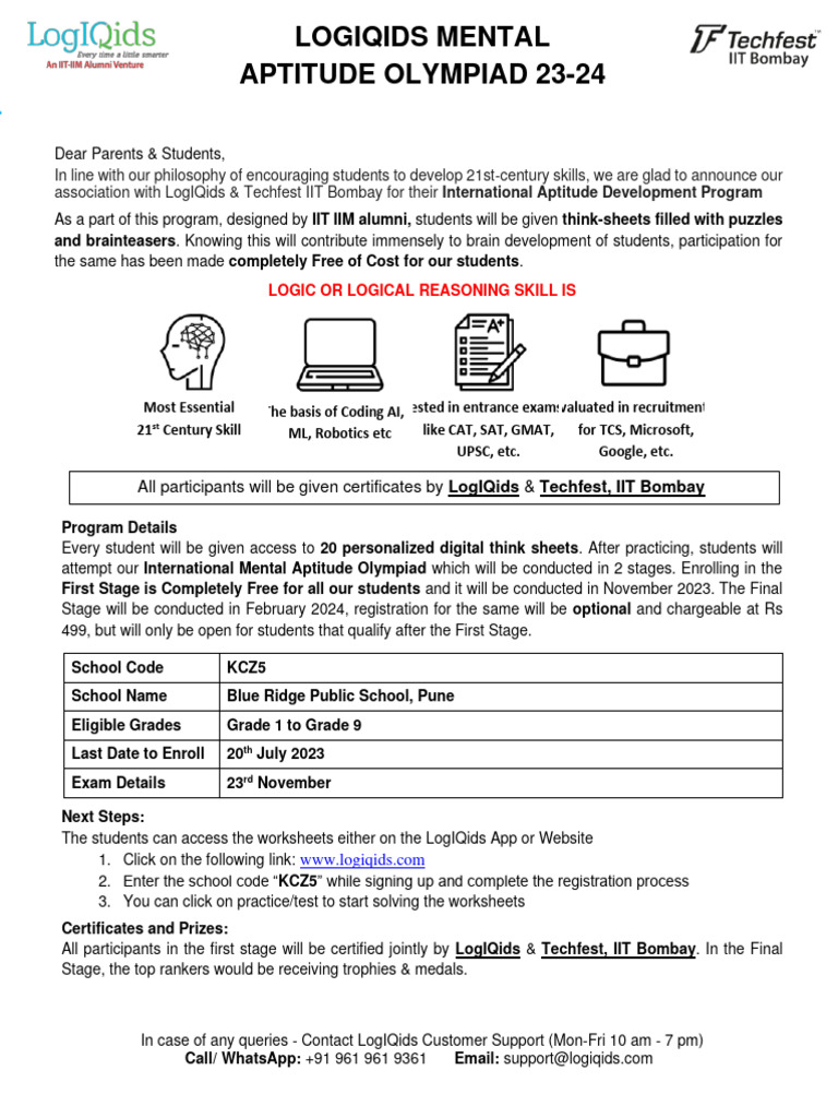 Logiqids Mental Aptitude Olympiad | PDF