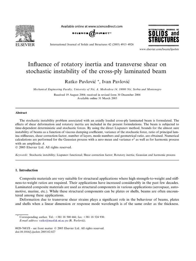 2005 R & I Pavlovic Influence of Rotatory Inertia and Transverse Shear ... 2005 R & I Pavlovic Influence of Rotatory Inertia and Transverse Shear ...