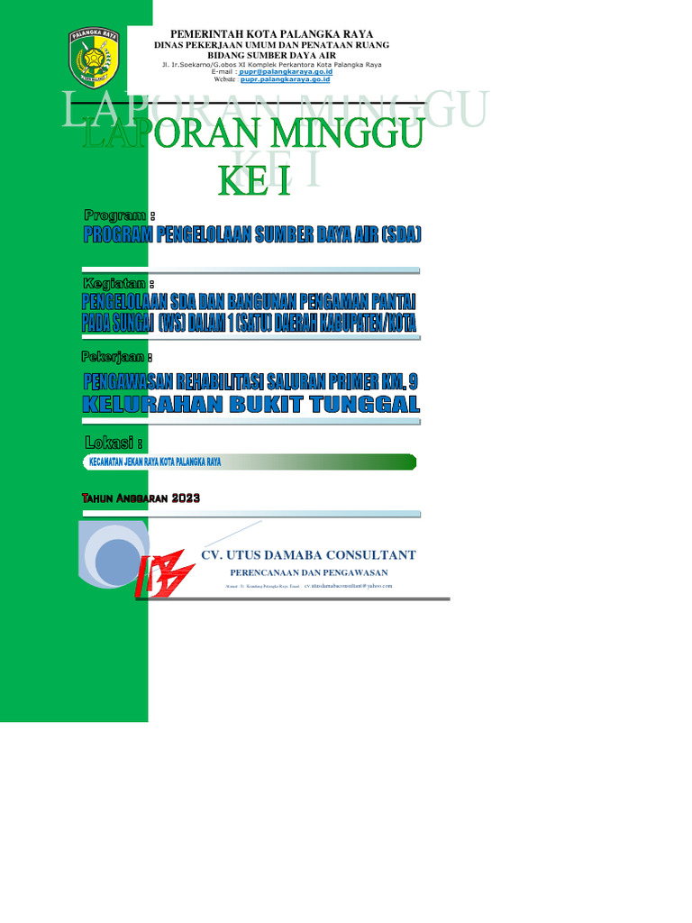 Cover Laporan Progress Minggu Ke I | PDF