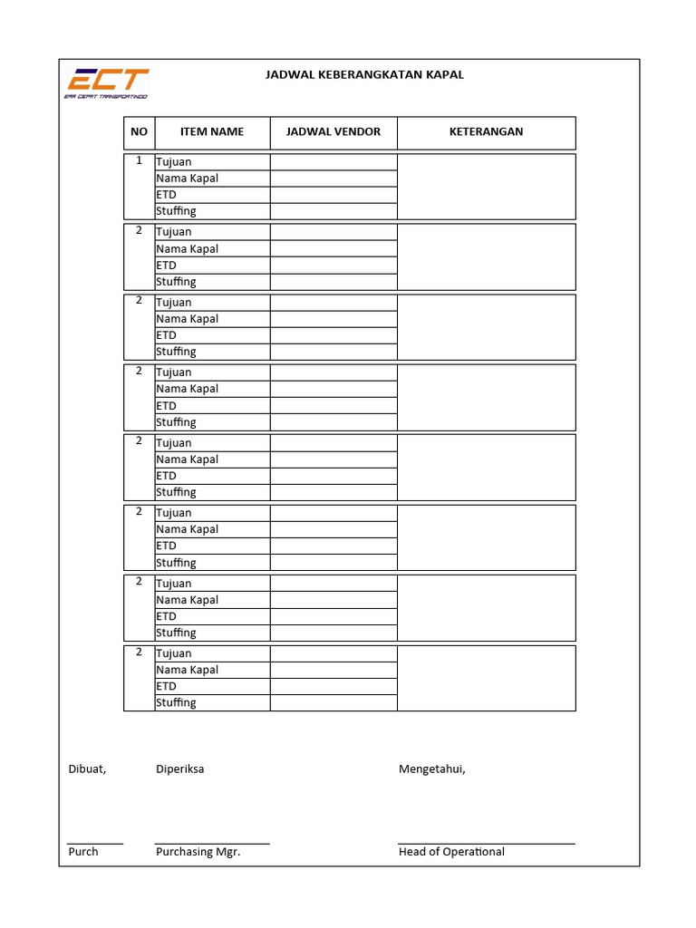 DOK Jadwal Kapal & Kontainer | PDF