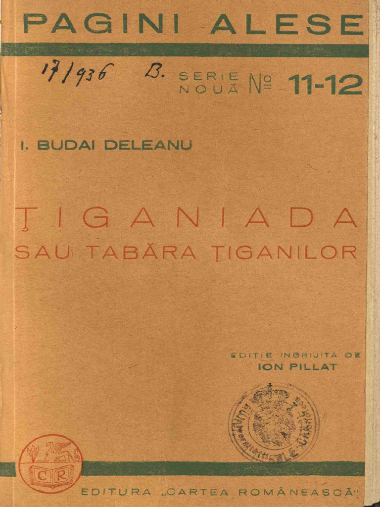 Tiganiada Sau Tabara Tiganilor Budai Deleanu Ion Bucuresti 1935 | PDF