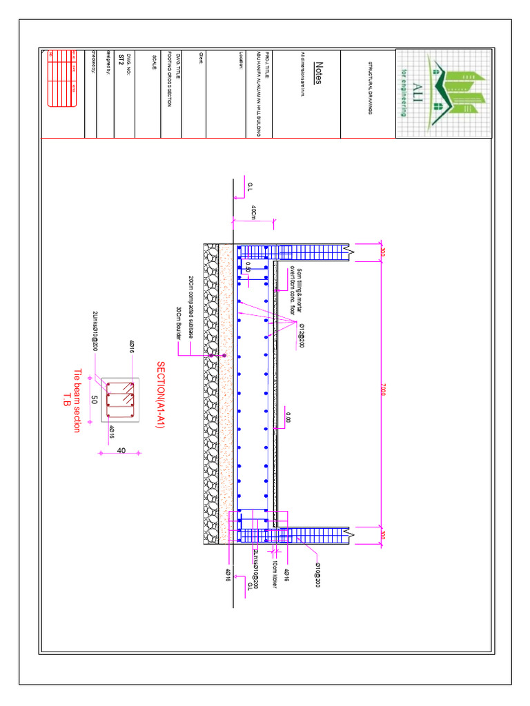 Footing Cross Section Details | PDF